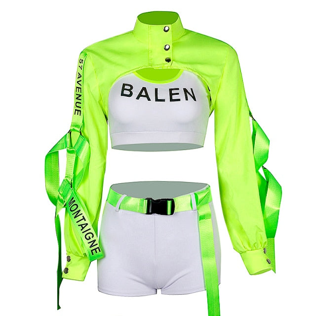 Street Dance Style Neon Green Costume Set for Raves | Grumps Collection
